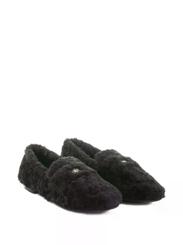 Casadei Shearling Slip-on Loafers - C25199000|black